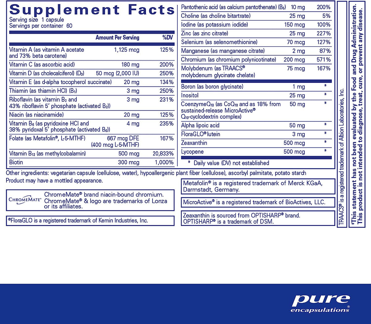 Pure Encapsulation ONE Multivitamin – The Growing Brain PH