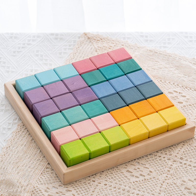 Mosaic building blocks (36 wooden block set) – The Growing Brain PH